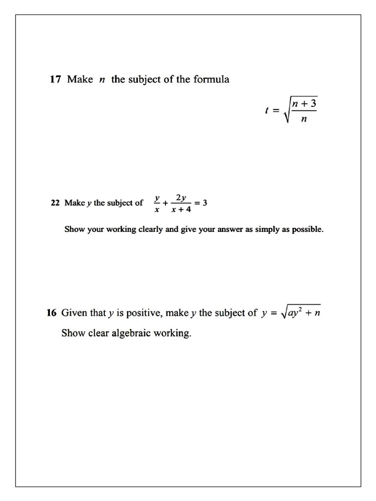 Rearranging-a-Formula-IGCSE-Higher-Tier-Exam-Questions-2 | PDF