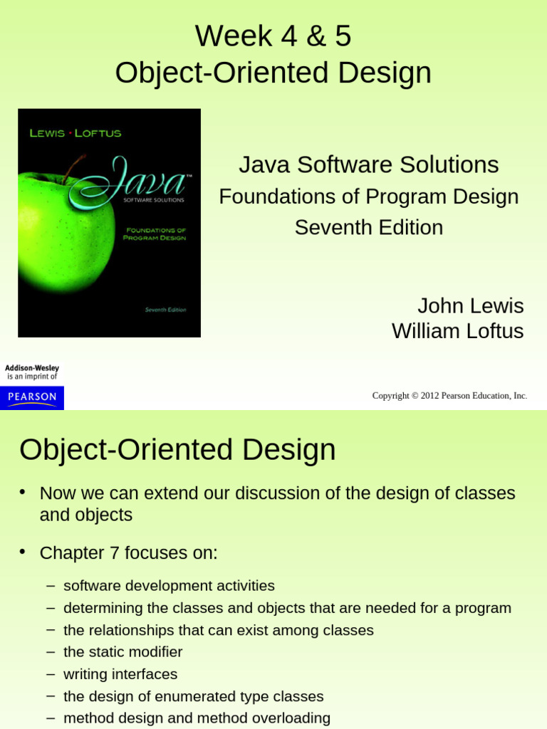 Week 3 & 4 - Object Oriented Design | PDF | Class (Computer Programming) | Method (Computer ...