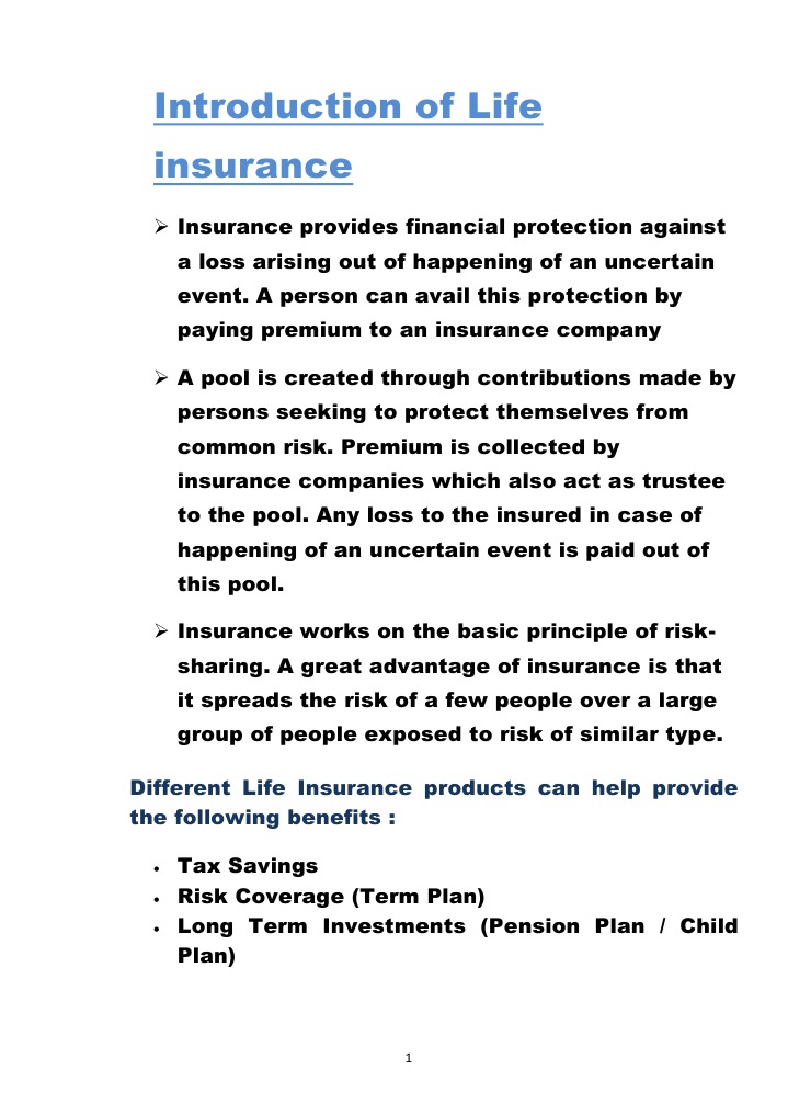 Introduction of Life Insurance | PDF | Insurance | Life Insurance