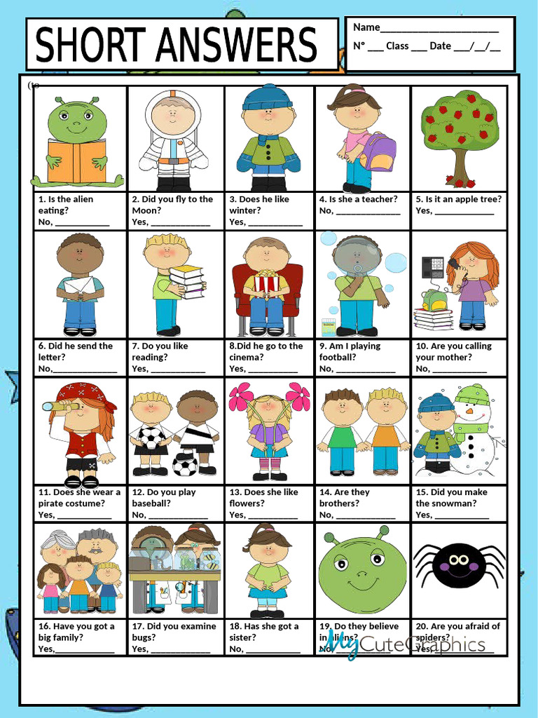 Interactive Yes/No Questions Worksheet | PDF