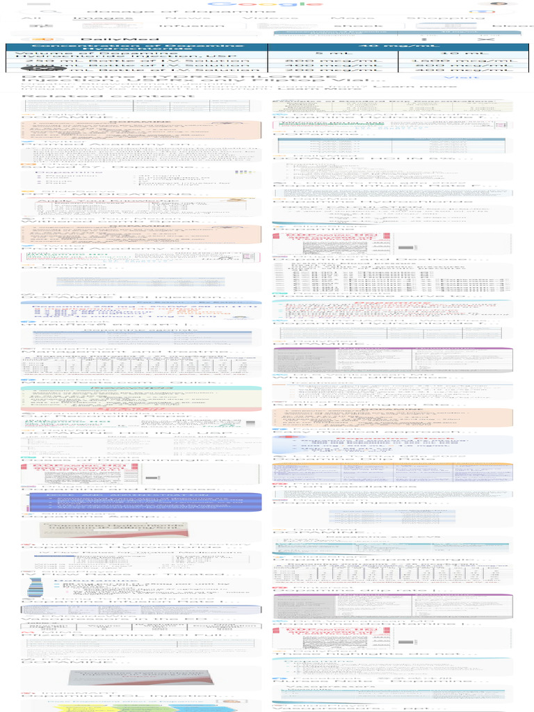 Dosage of Dopamine - Google Search | PDF | Dopamine | Pharmacology