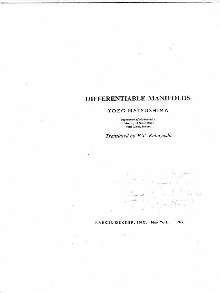 Matsushima - Differentiable Manifolds | PDF