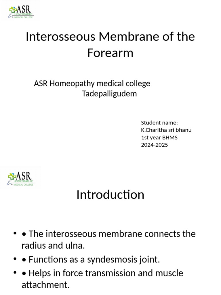 Interosseous Membrane of the Forearm | PDF