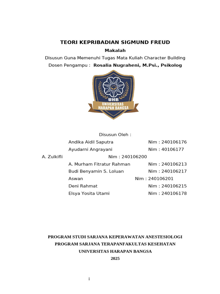 Teori Kepribadian Freud: Analisis Psikoanalisis | PDF