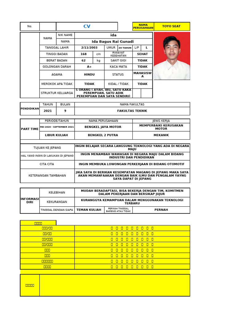 Cv, Ida Bagus Rai Gunadi Teknik Mesin Uho... | PDF