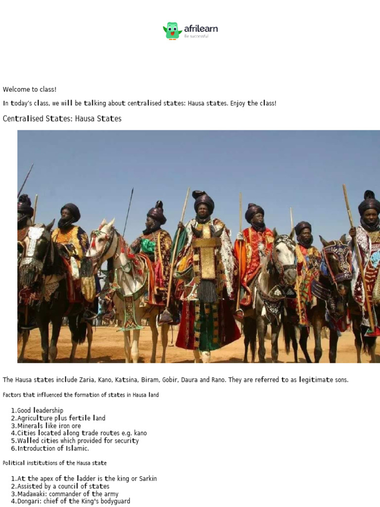 Afrilearn ClassNotes - SSS 1 - History - First Term - Centralised ...