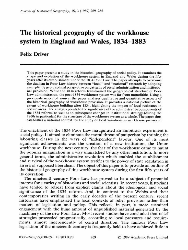 Historical Geography of Workhouses 1834-1883 | PDF | Capitalism