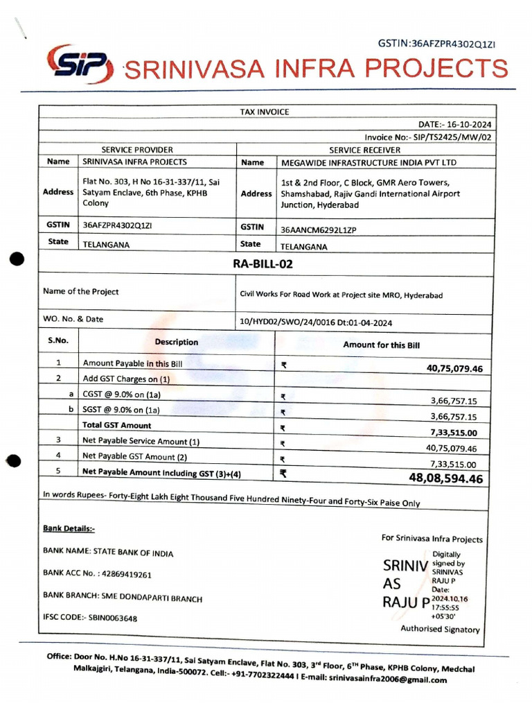 RA-02Bill Tax Invoice (MRO Site) | PDF