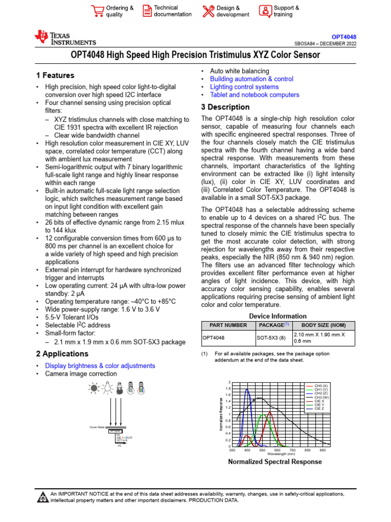 opt4048 | PDF | Color | Electrostatic Discharge