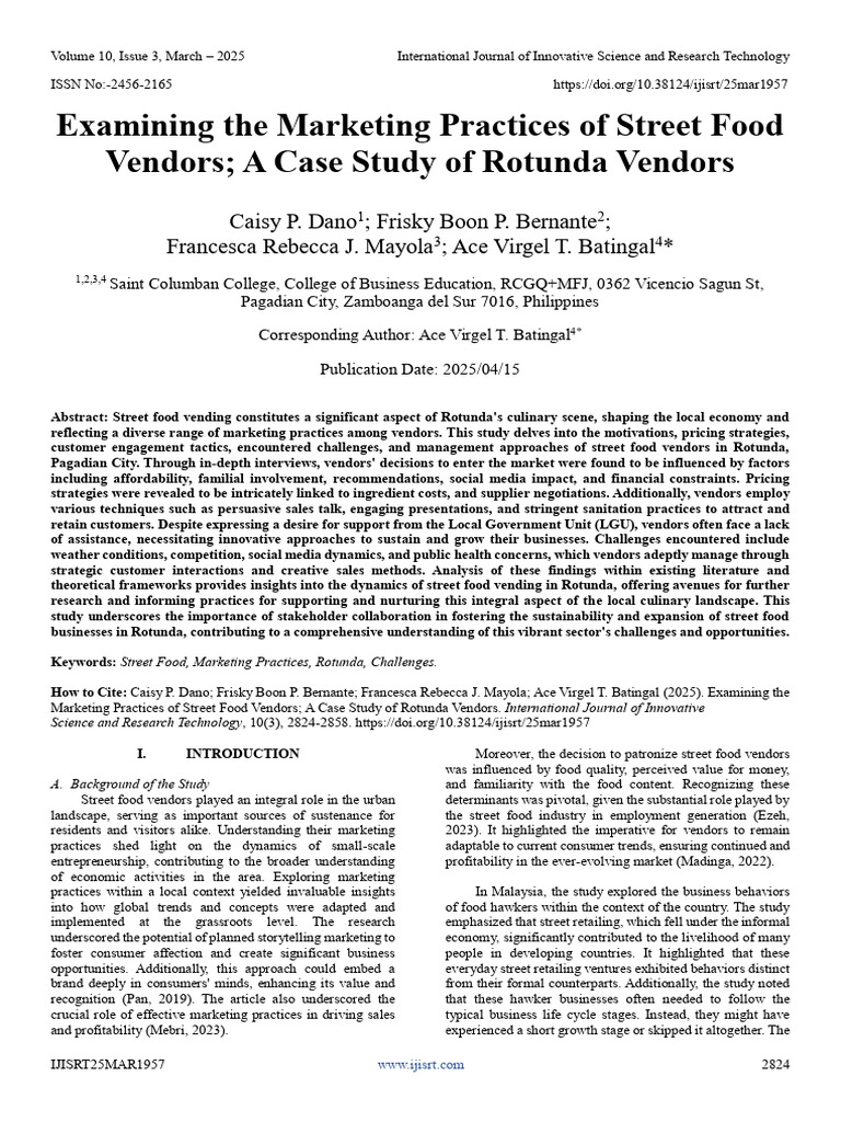 Marketing Strategies of Street Vendors | PDF | Marketing | Digital ...
