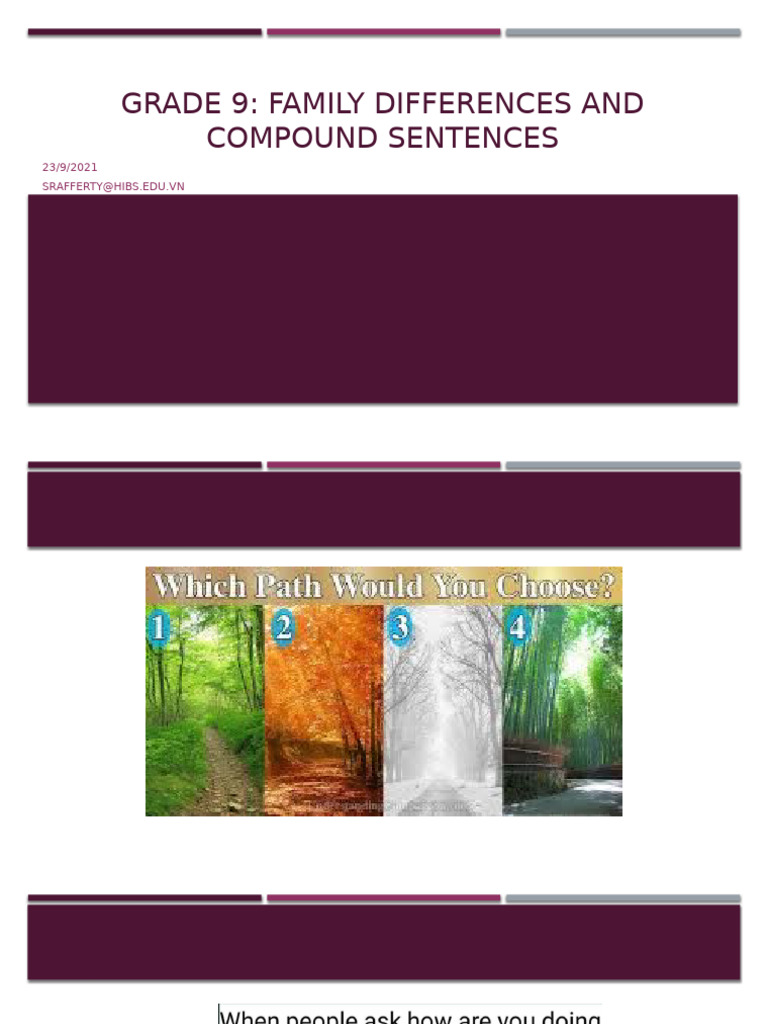 Grade_9_Compound_Sentences_and_Family_Theme | PDF | Language Mechanics ...
