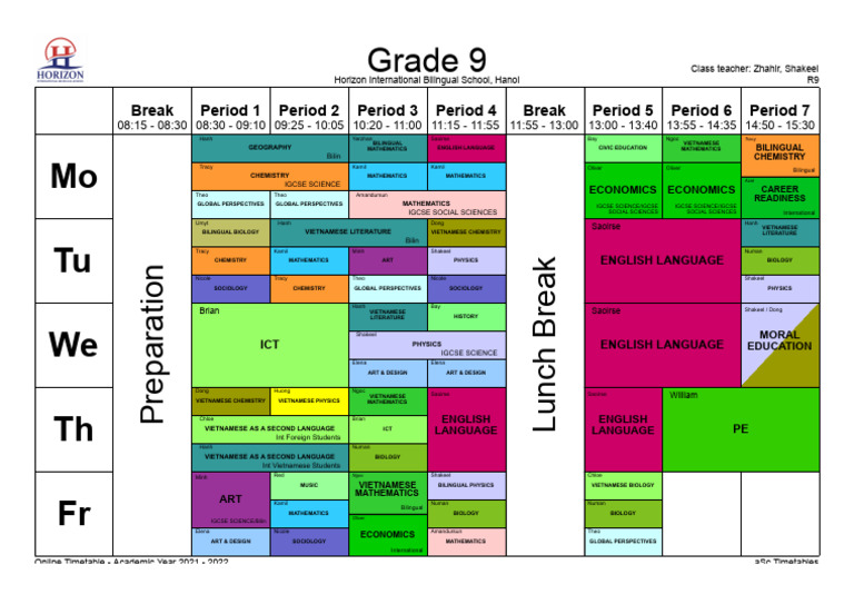 Grade - 9 - Online Time Table - New | PDF | Science | Liberal Arts ...