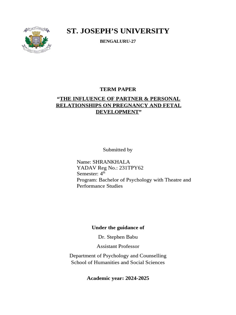 231tpy62 - Term Paper | PDF | Pregnancy | Prenatal Development