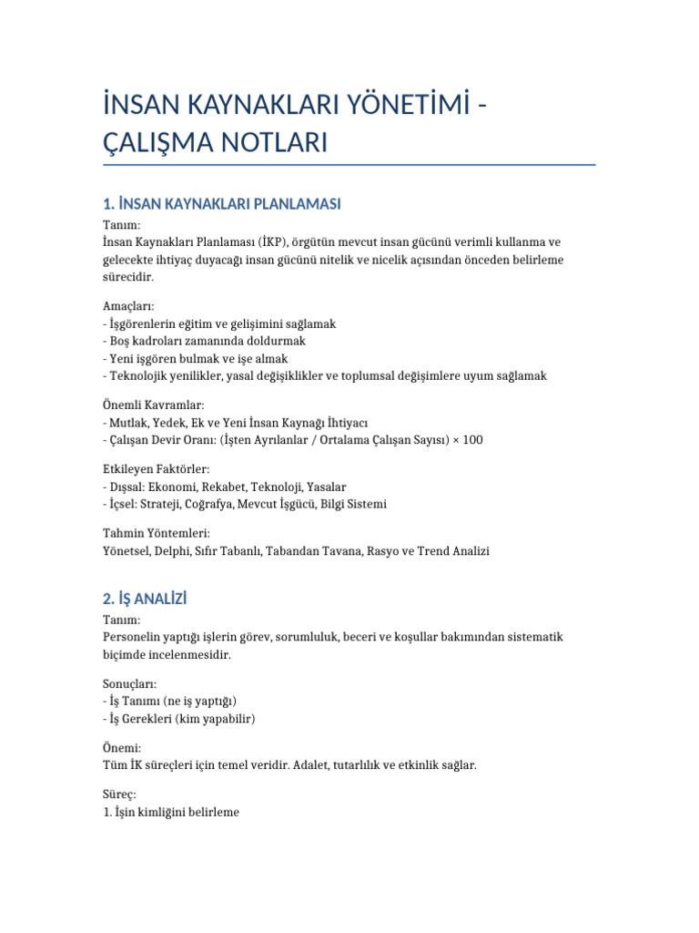 IKY Calisma Notlari | PDF
