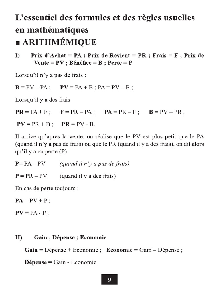 Les Formules CM2 | PDF
