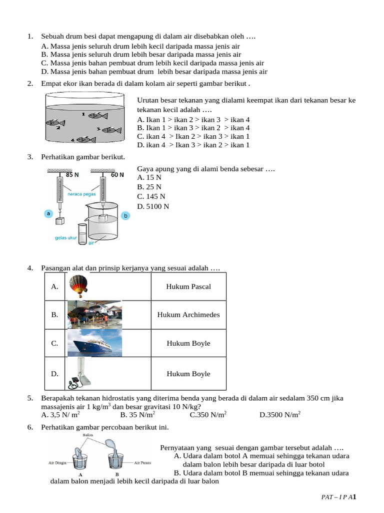 Soal PAT IPA Kelas 8 K13 Fiola | PDF