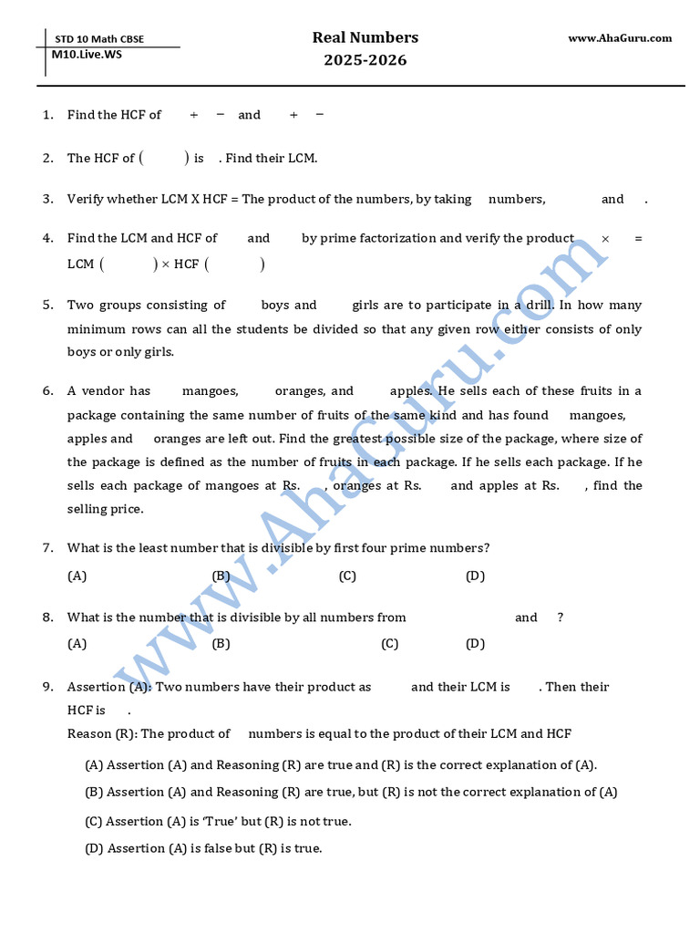 WS003-10-M-CBSE-11Q-Real Numbers-12Apr25_1744464500608_cipq3 | PDF ...