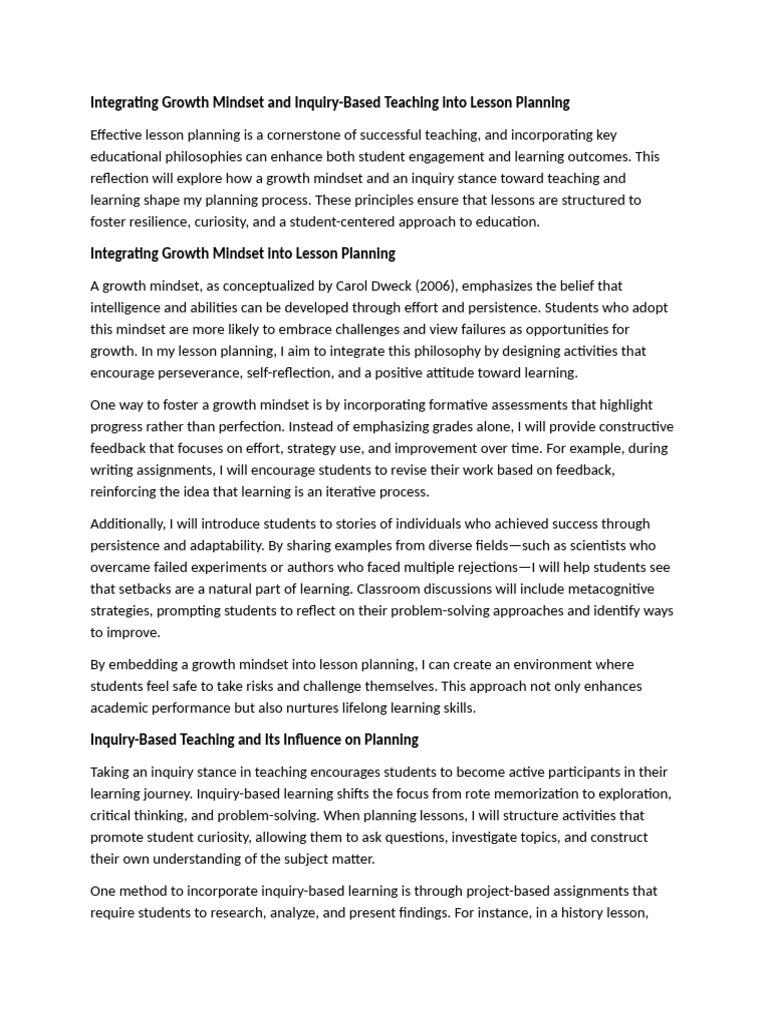 Integrating Growth Mindset and Inquiry | PDF | Inquiry Based Learning ...