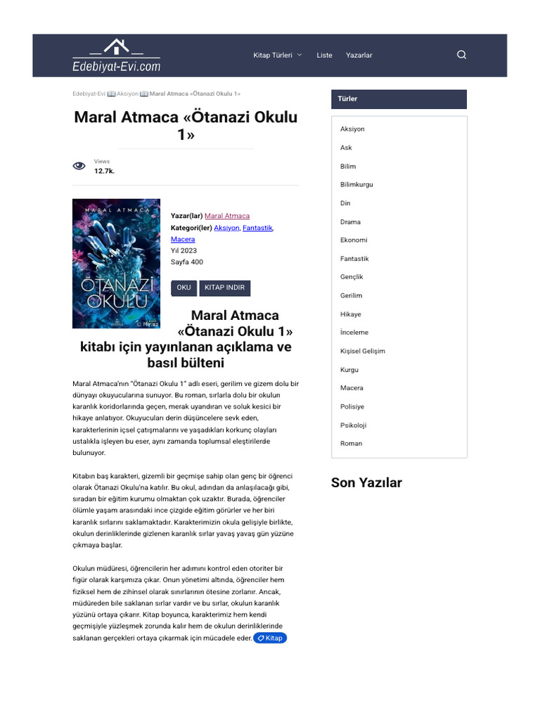 Maral Atmaca Ötanazi Okulu 1 - PDF Kitap İndir - OKU | PDF