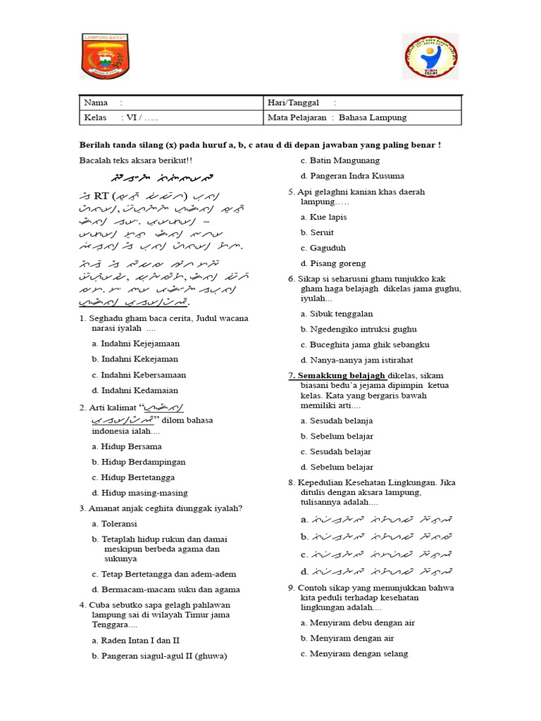 Soal Ujian Sekolah Kelas 6 | PDF
