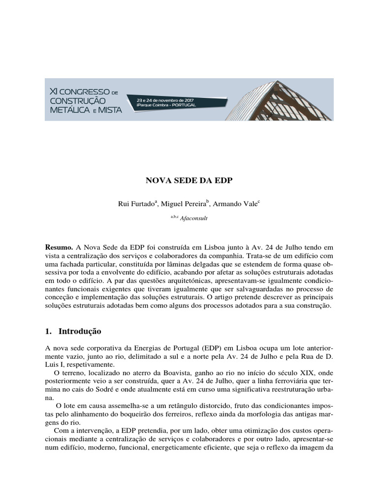 Soluções Estruturais da Nova Sede EDP | PDF | Viga | Análise estrutural