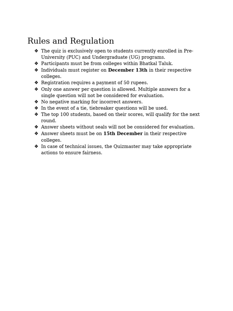 Rules and Regulation MASTERMIND | PDF