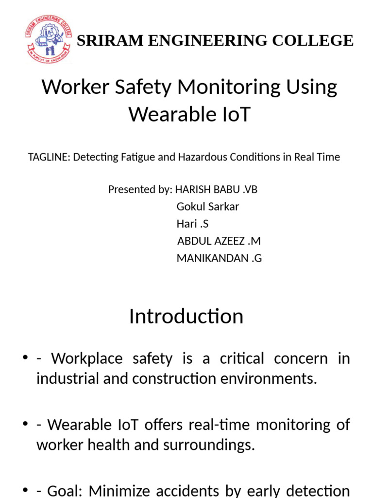 Worker Safety Monitoring Wearable IoT | PDF | Internet Of Things ...