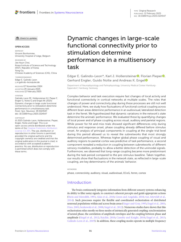 Dynamic Changes in Large-Scale Functional Connecti | PDF | Principal ...