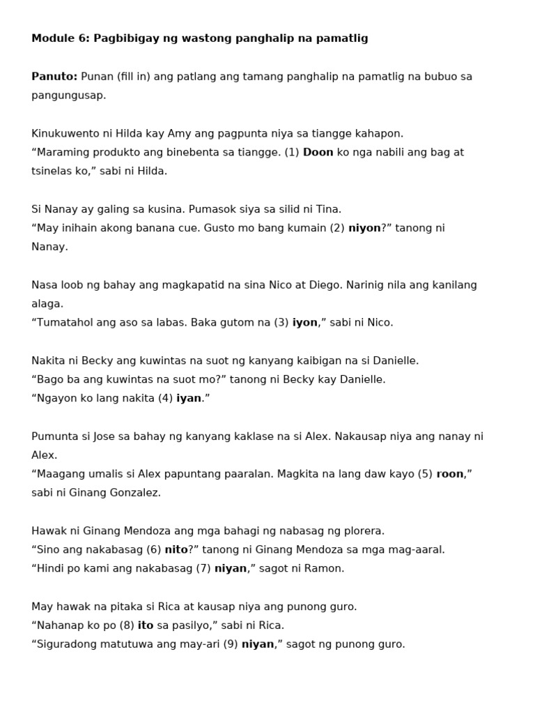 Module 6 - Panghalip Pamatlig | PDF