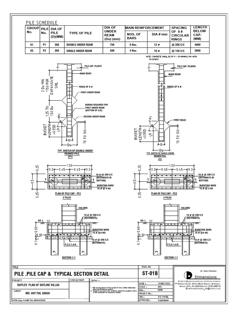 Pile, Pile Cap and Typical Section Detail | PDF | Structural ...