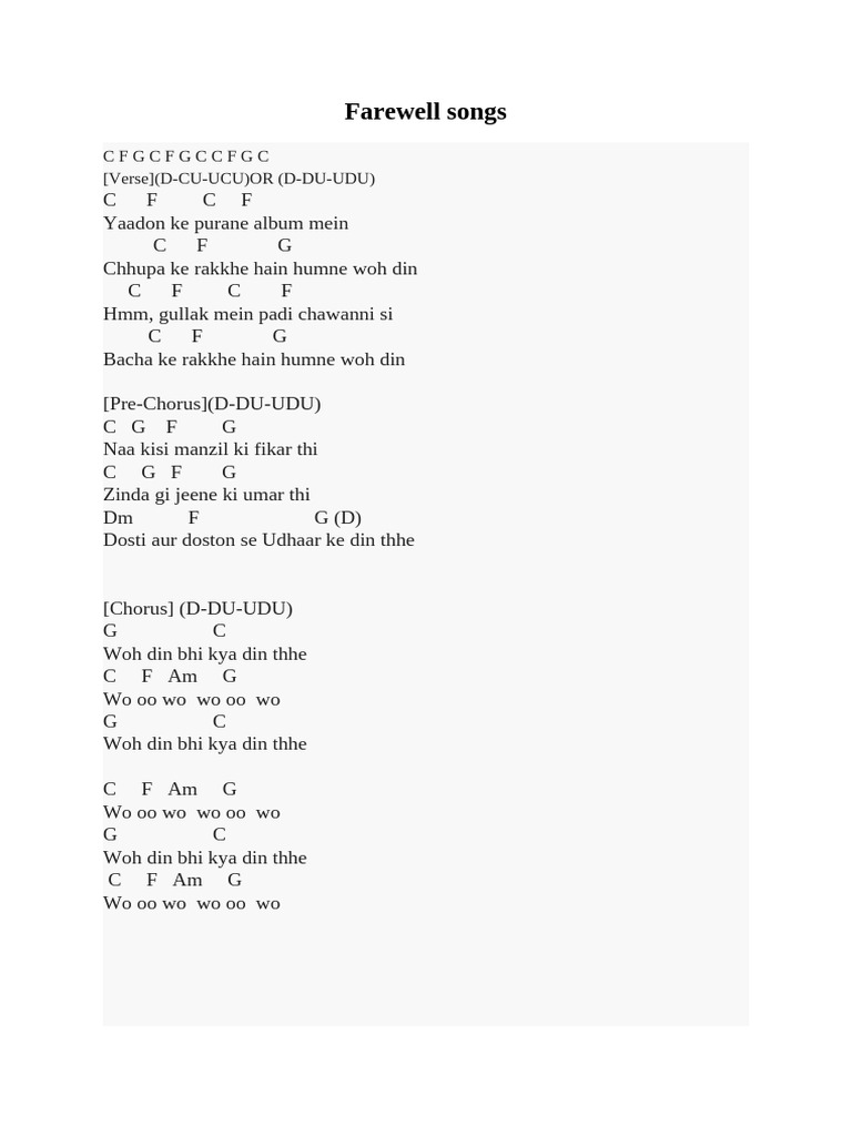Farewell Songs and Lyrics Collection | PDF