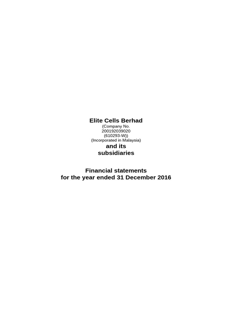 SSM - MBRS 2.0 - FS-CLBS-1965 - Elite Cells Berhad | PDF | Fair Value ...