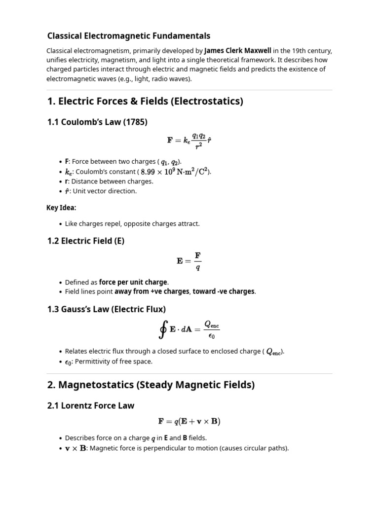 Classical Electromagnetic Fundamentals | PDF | Magnetic Field ...