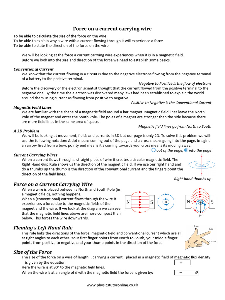 Force on Current-Carrying Wires | PDF | Magnetic Field | Electric Current
