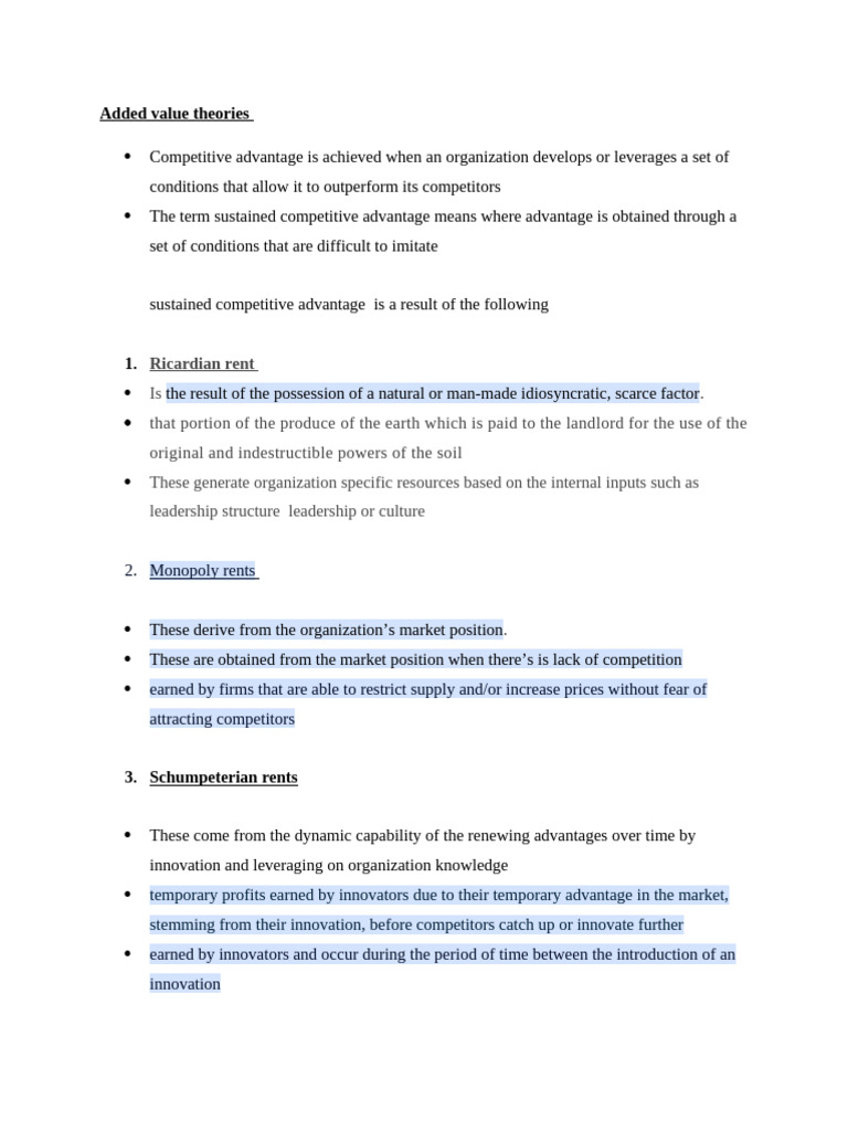 Added Value Theories 180325 | PDF | Competitive Advantage | Marketing