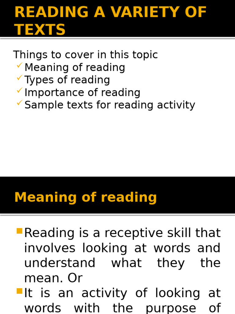 Reading A Variety of Texts | PDF