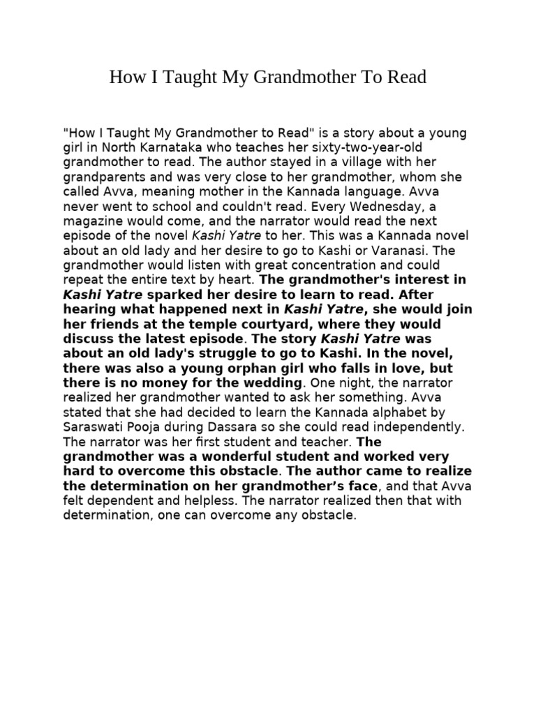 How I Taught My Grandmother To Read | PDF