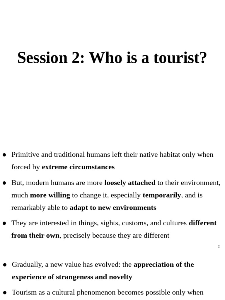 Session 2 - Who Is A Tourist | PDF | Tourism