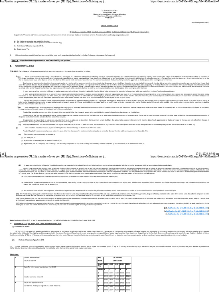 Pay Fixation Rules for Promotions | PDF | Government