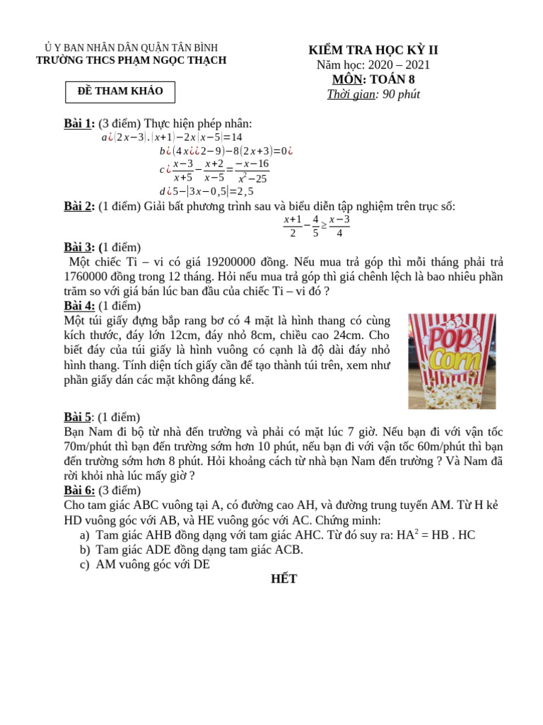 8_PNT_De TK HK2_2020_2021 | PDF