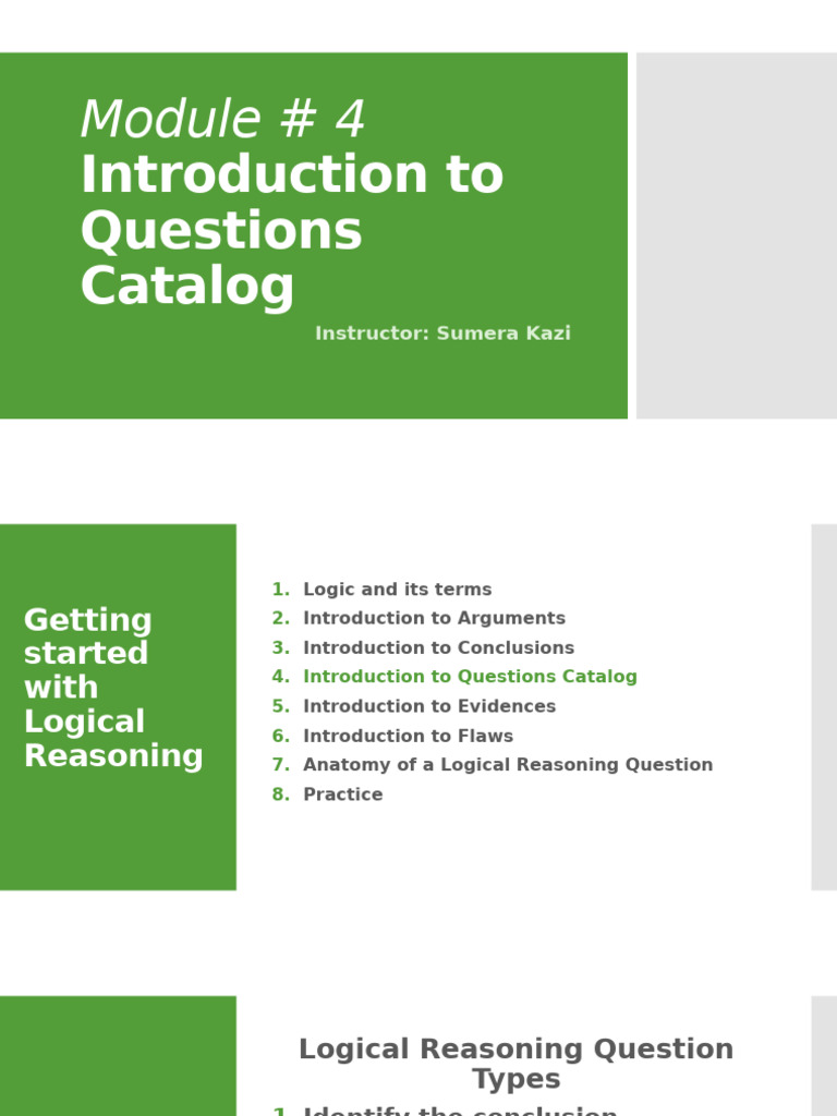 Lecture 4 Introduction to Questions | PDF | Argument | Logical Consequence
