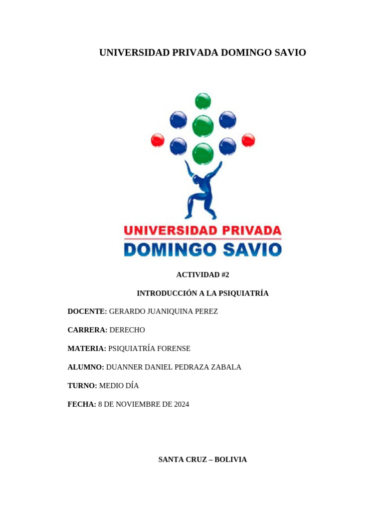 Upds Psiquiatira Forense Actividad 2 | PDF | Psiquiatría | Trastorno mental