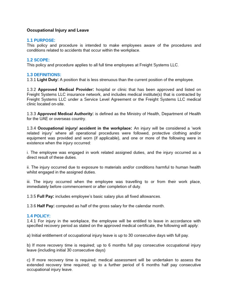 Occupational Injury and Leave | PDF | Employment | Life Insurance