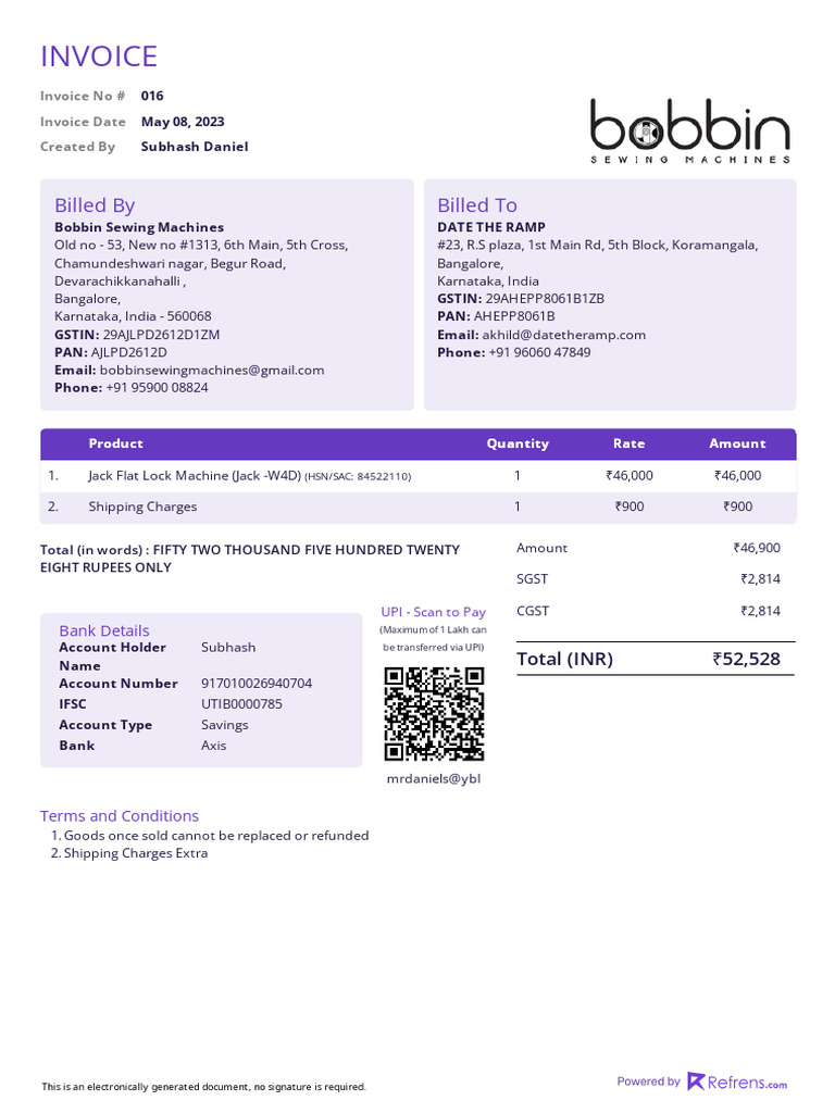 Tax Invoice-Date-the-ramp - Jack Flatlock Machine | PDF | Economy Of ...