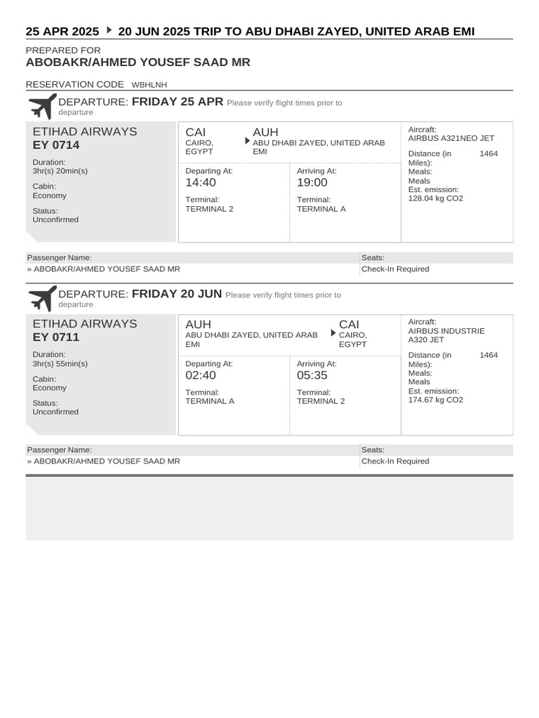 Travel Reservation April 25 For MR AHMED YOUSEF SAAD ABOBAKR | PDF | Transport | Aircraft