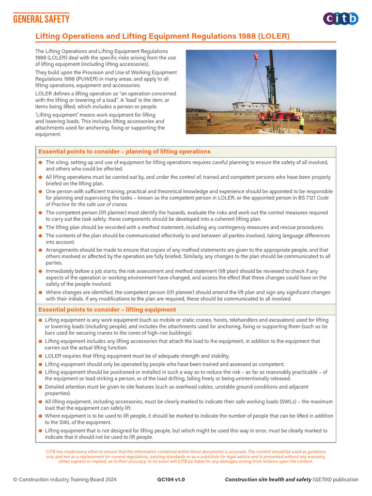 LOLER Guidelines for Safe Lifting Operations | PDF | Safety