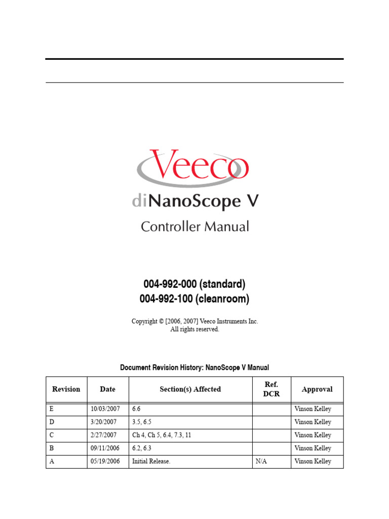 Nanoscope v Controller Manual-e (004-992-000) | PDF | Physical Sciences ...