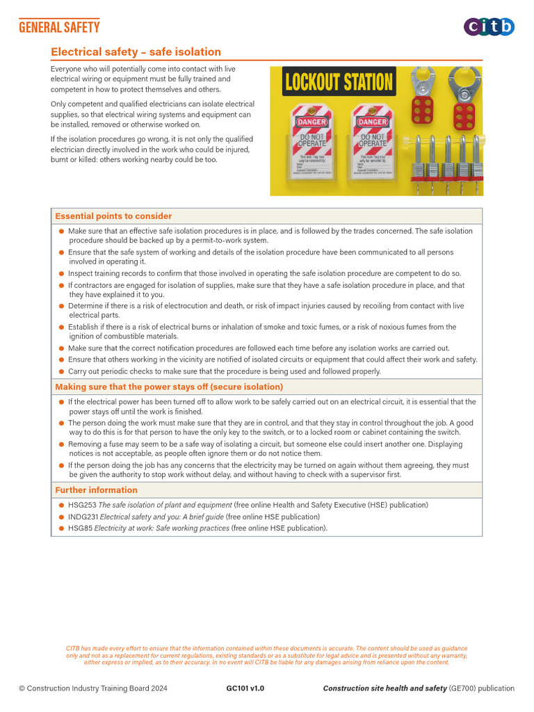 electrical-safety-safe-isolation | PDF | Electrician | Occupational ...