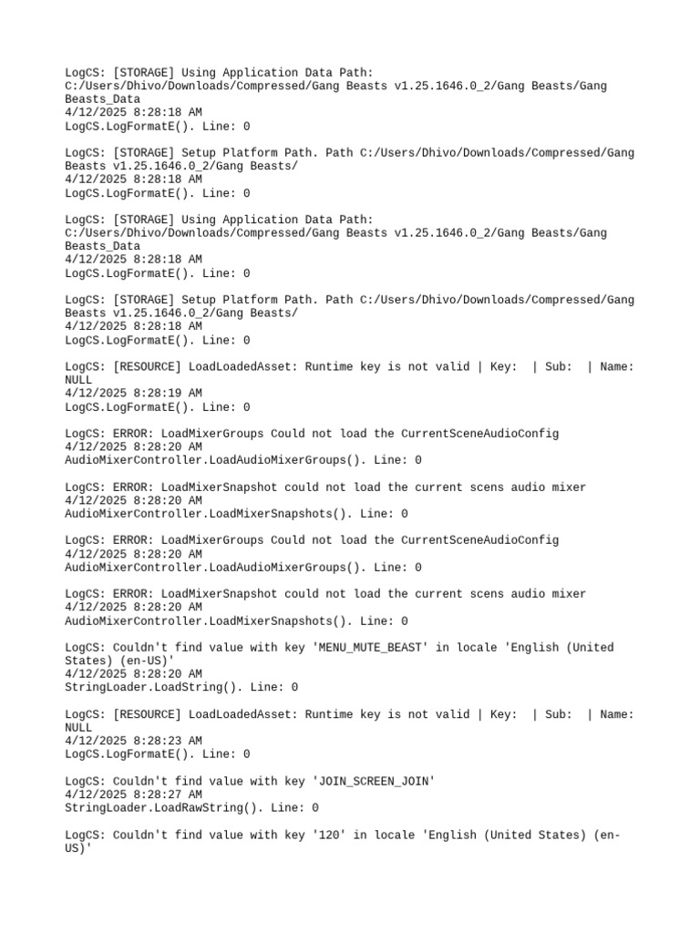 1 - Gang Beasts Log | PDF | Software | Computing