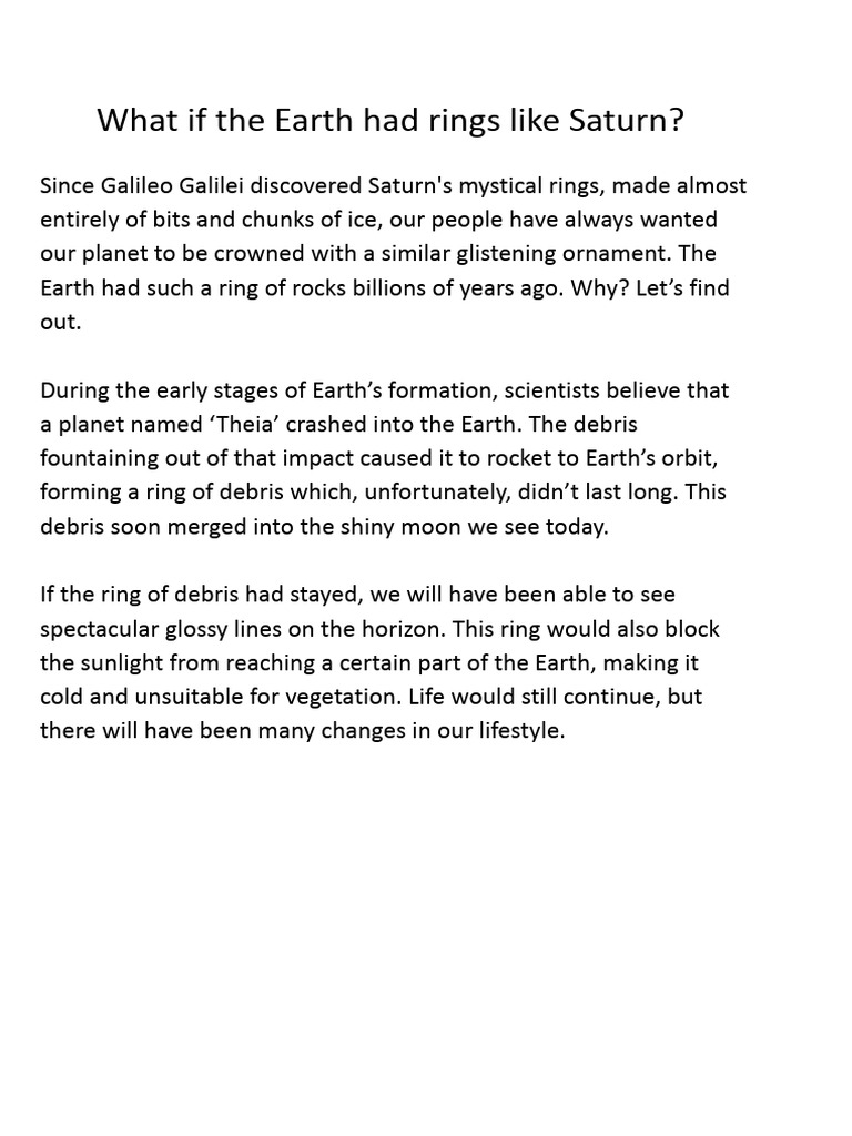 What If The Earth Had Rings Like Saturn | PDF